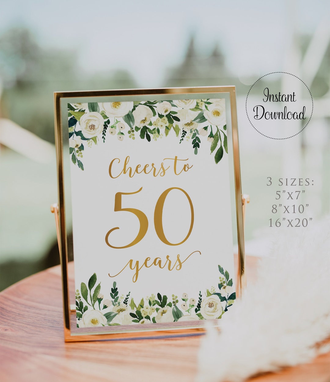 Cheers to 50 Years Sign, Greenery Cheers to 50 Years Sign, 50th ...
