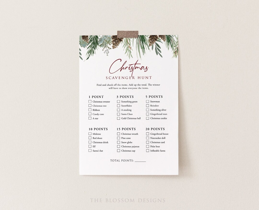 Christmas Scavenger Hunt, Family Christmas Games, Printable Christmas ...