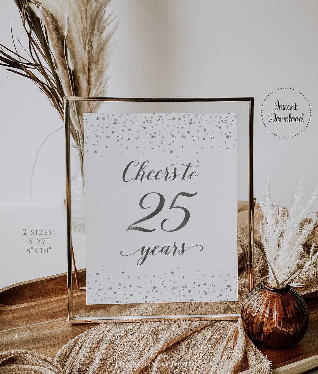 Cheers to 25 Years Sign, Silver Wedding Anniversary, 25th Anniversary ...