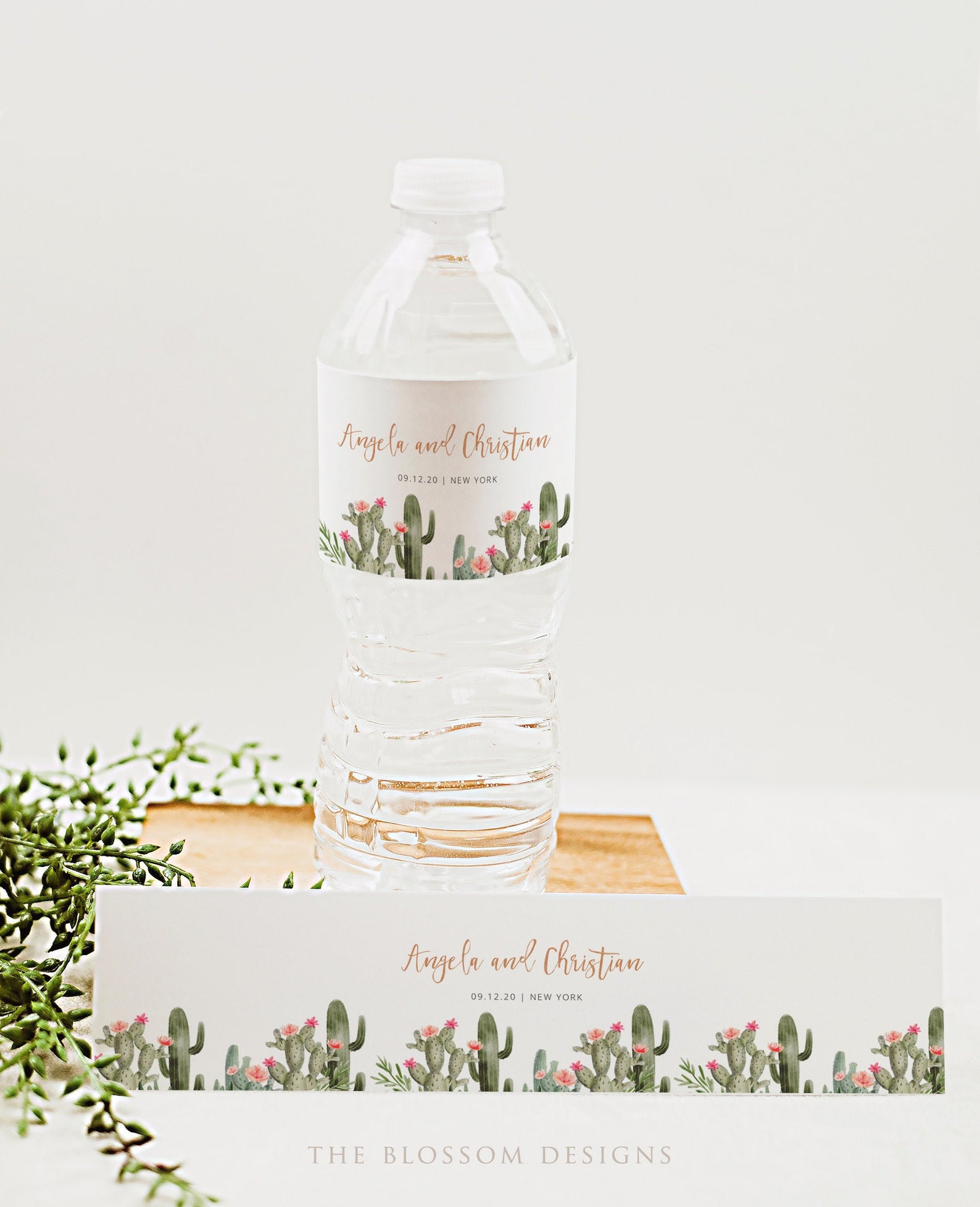 Cactus Water Bottle Label Template Editable Water Label Baby - Etsy
