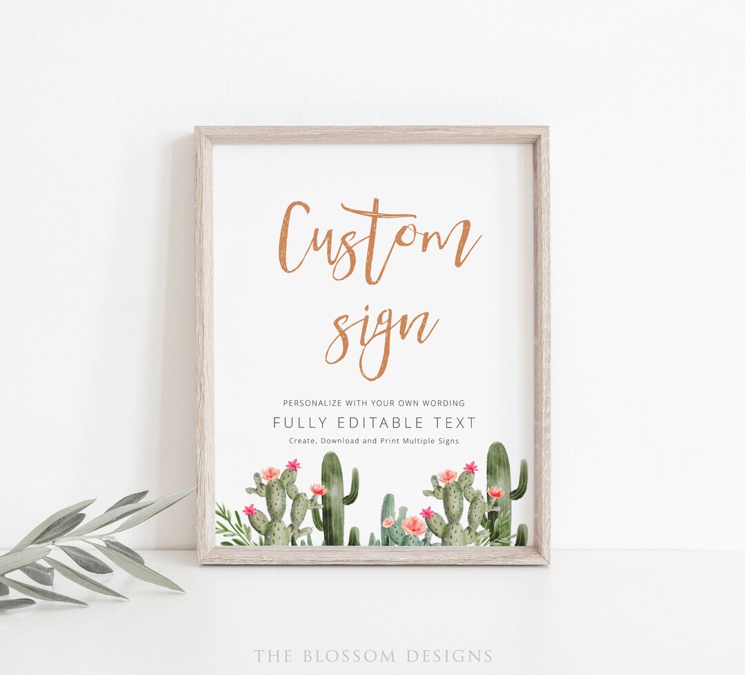 Cactus Wedding Sign Template, Self-editing Template, Create Unlimited ...