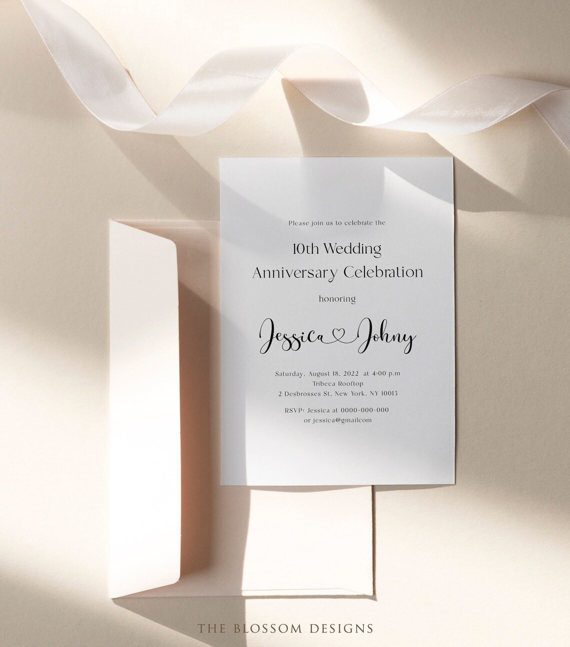 Modern Anniversary Invitation, Minimal Wedding Anniversary Invite ...