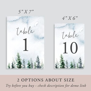 Pine Tree Table Number Template, Christmas Table Number, Wedding Table ...