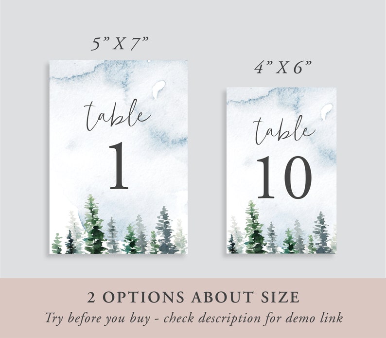 Pine Tree Table Number Template Christmas Table Number | Etsy