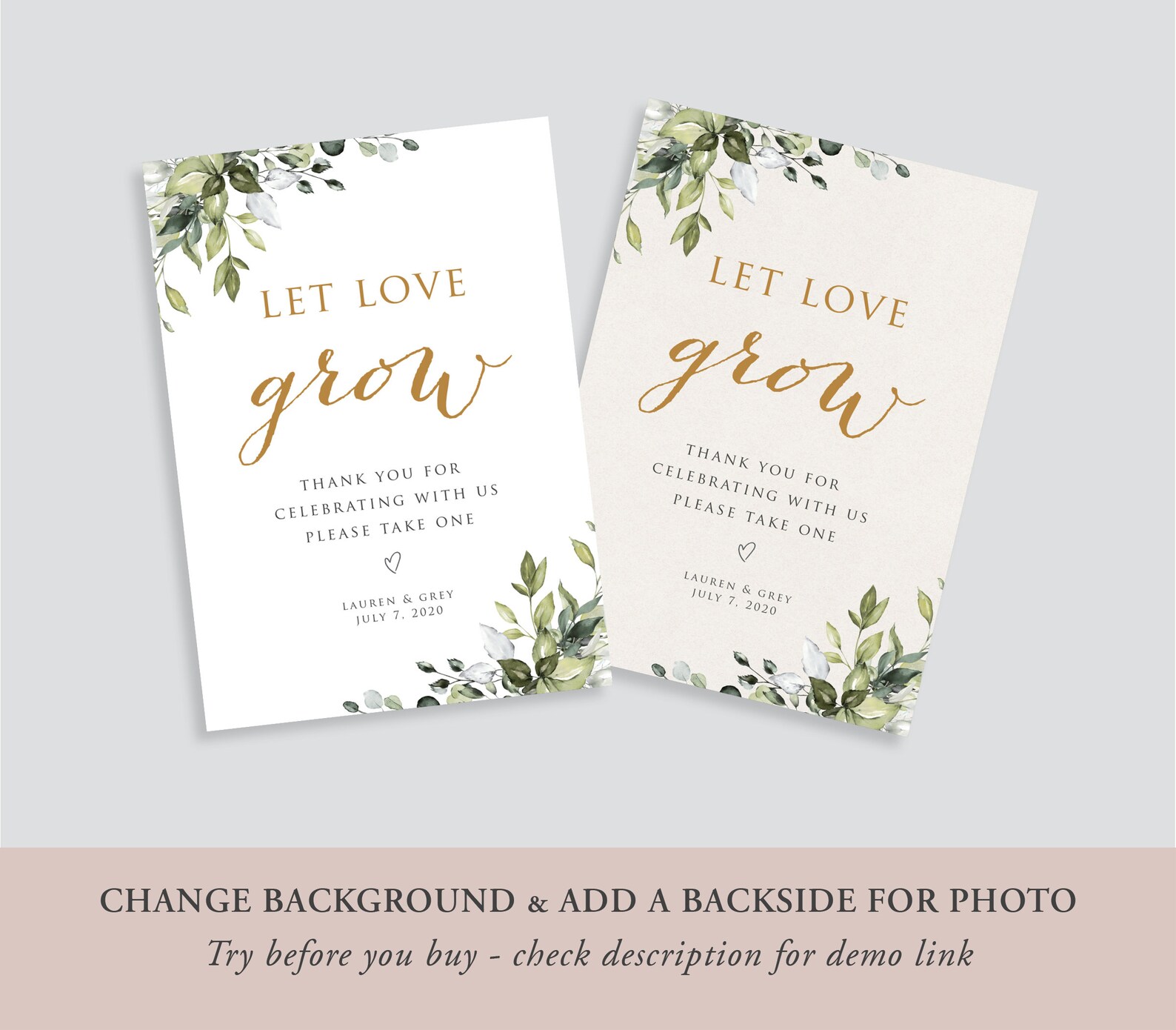 Let Love Grow Sign Greenery Signs Printable Reception - Etsy