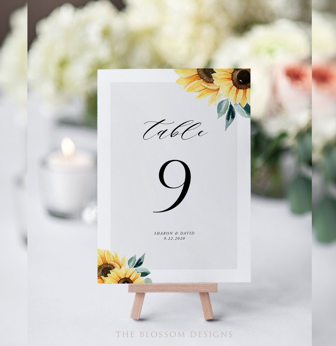 Sunflower Table Number Card Template Sunflower Table Number - Etsy