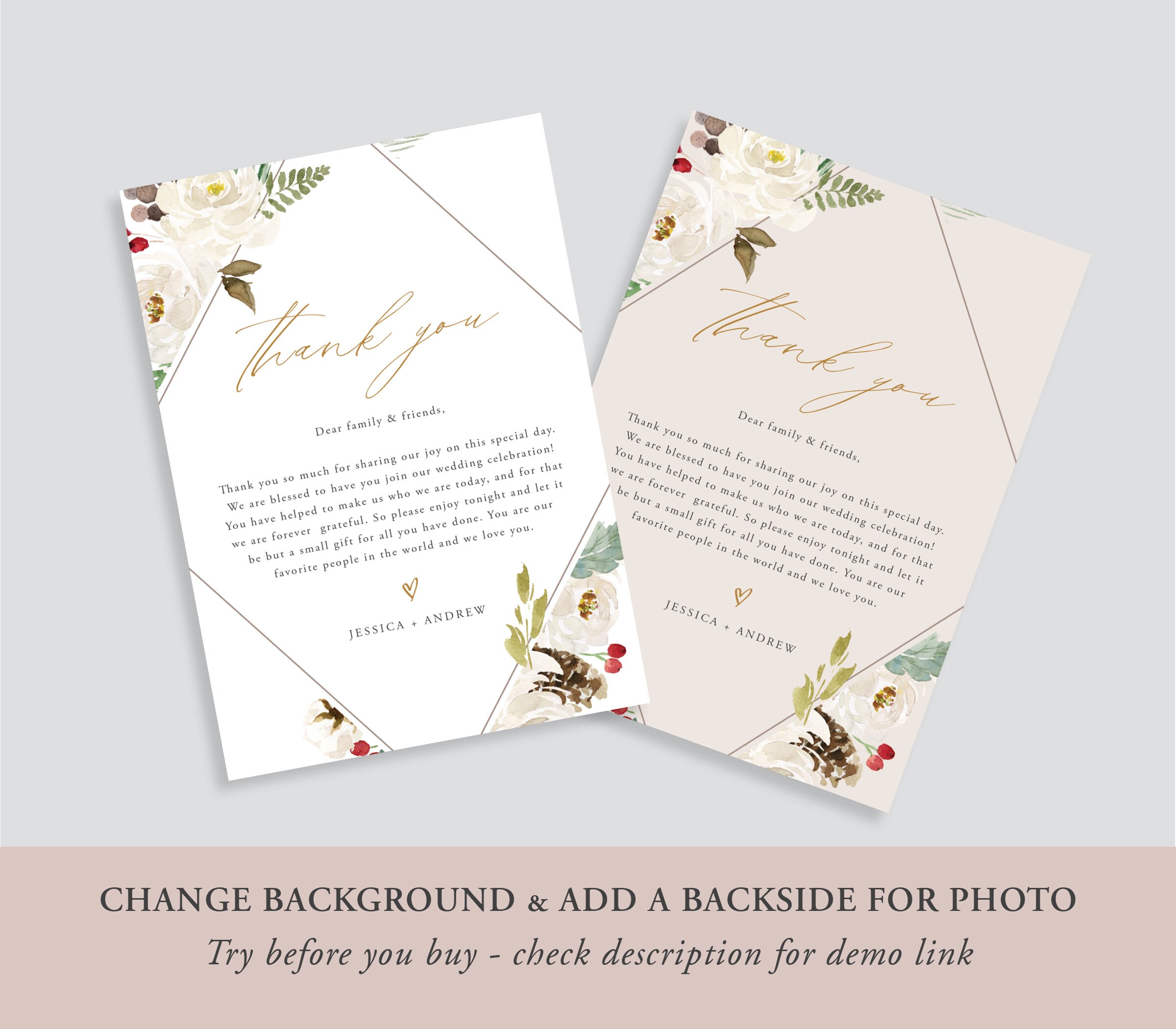 Floral Thank You Letter Wedding Thank You Letter Template | Etsy