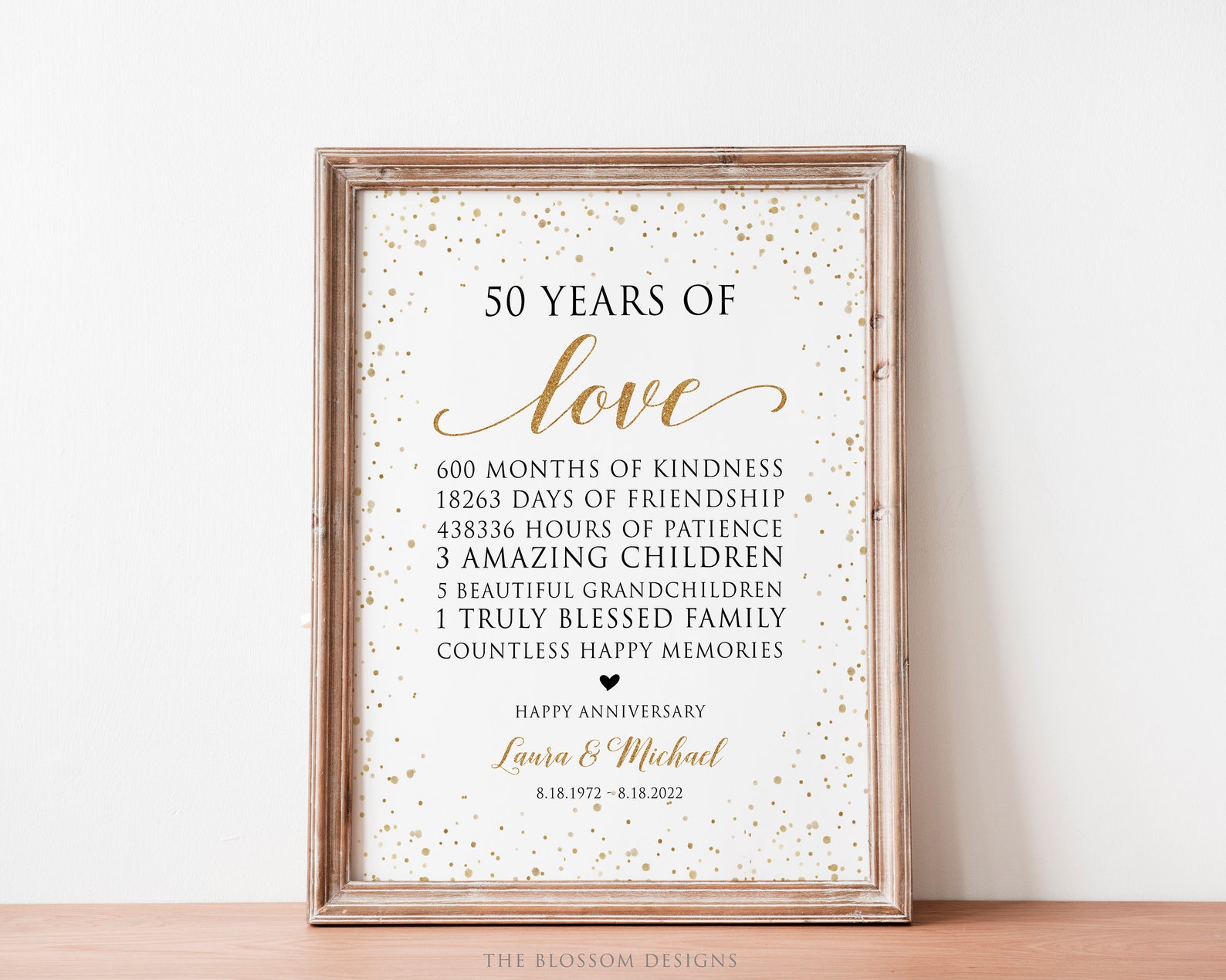 50 Years of Love Sign Gold Wedding Anniversary Sign 50th - Etsy