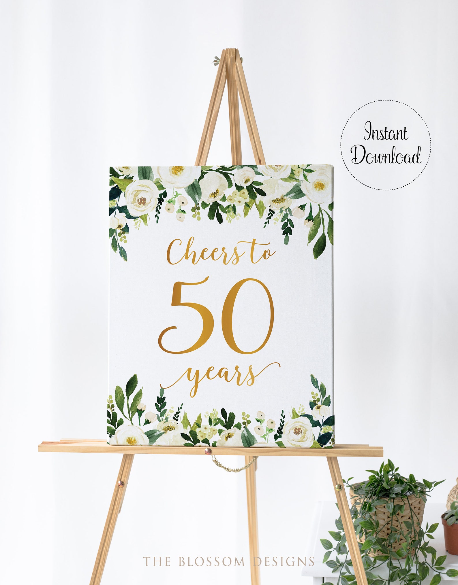 Cheers to 50 Years Sign, Greenery Cheers to 50 Years Sign, 50th ...