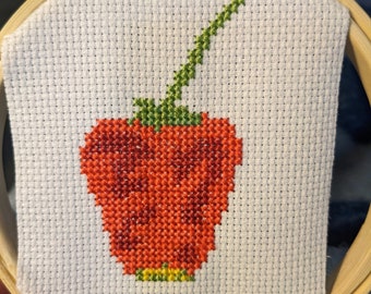 Mini Strawberry Cross Stitch Pattern - Etsy
