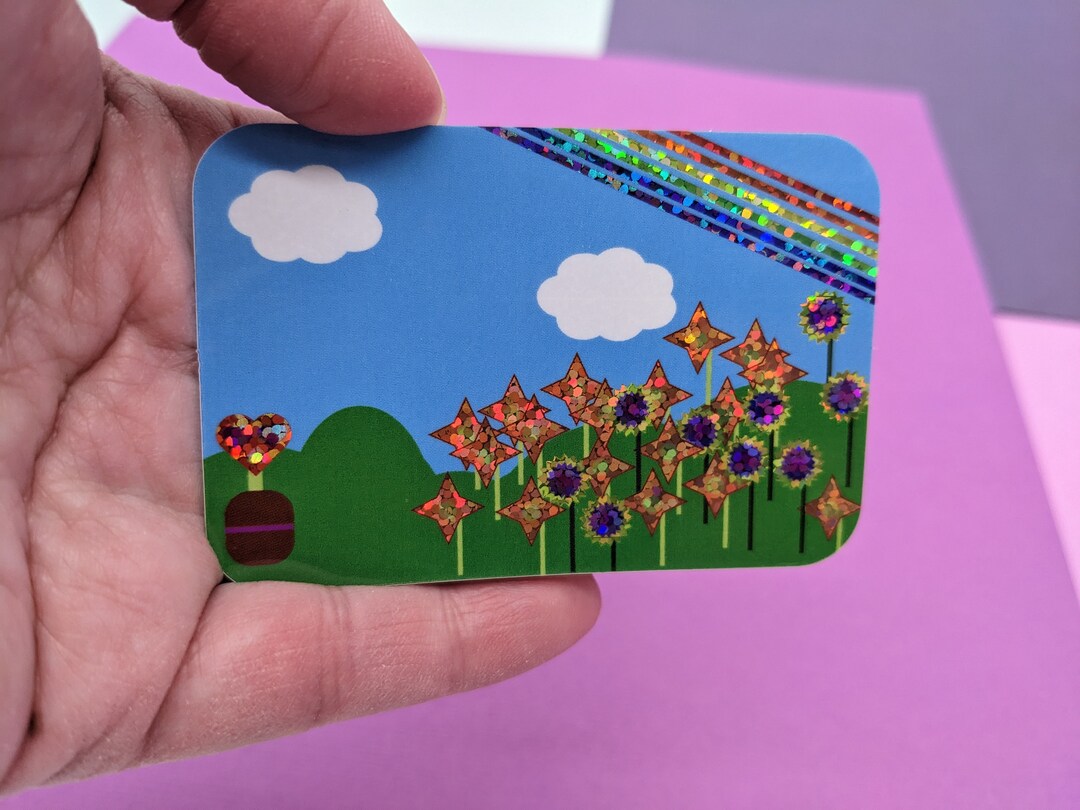 Holographic Bright Rainbow Flower Sticker - Shiny and Sparkling in the ...