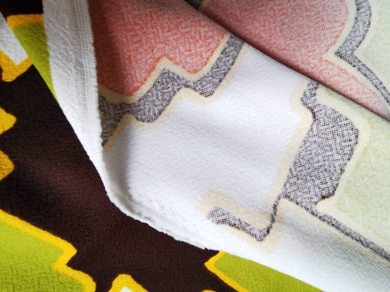 Vintage 60's Crimplene Abstract Large Print Orange Green | Etsy