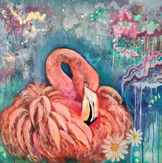 Flamingo Painting Abstract