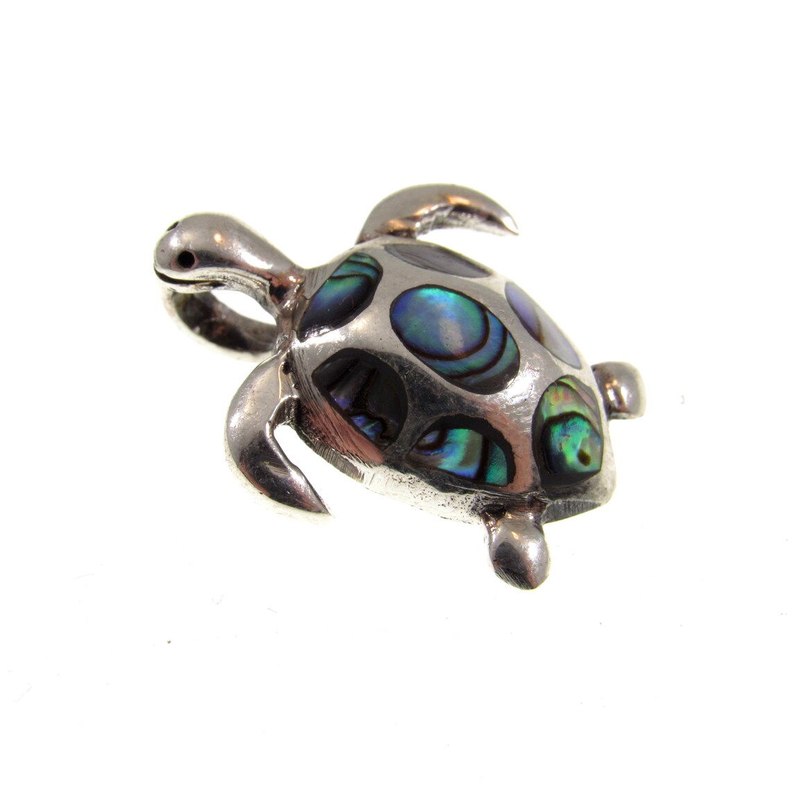 Solid 925 Sterling Silver Paua Shell Turtle Pendant – Sea Turtle Charm ...