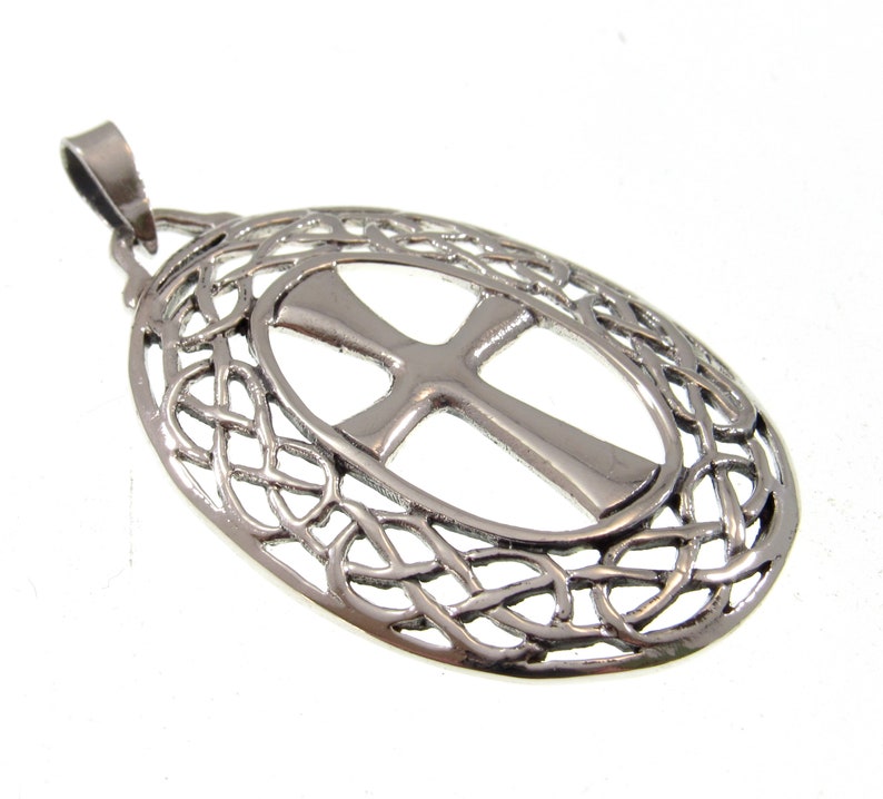 Solid 925 Sterling Silver Celtic Cross Necklace Pendant, Gaelic Jewelry ...