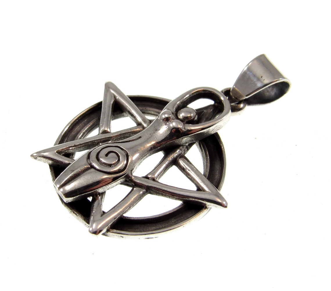 Solid 925 Sterling Silver Spiral Goddess Pentacle Pendant – Sacred ...