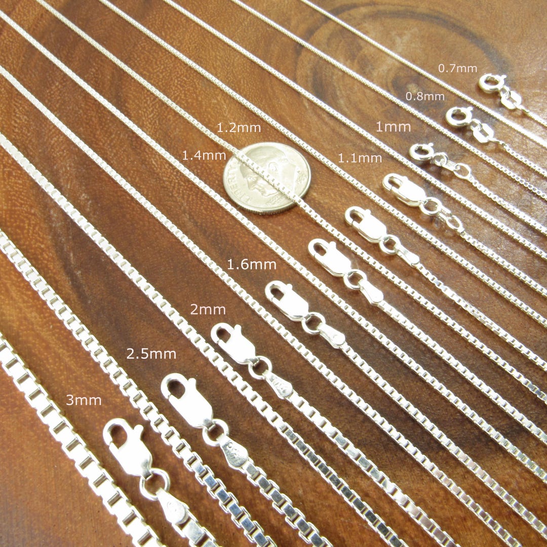 Solid 925 Sterling Silver Italian Box Chain, Men's and Women's Unisex ...