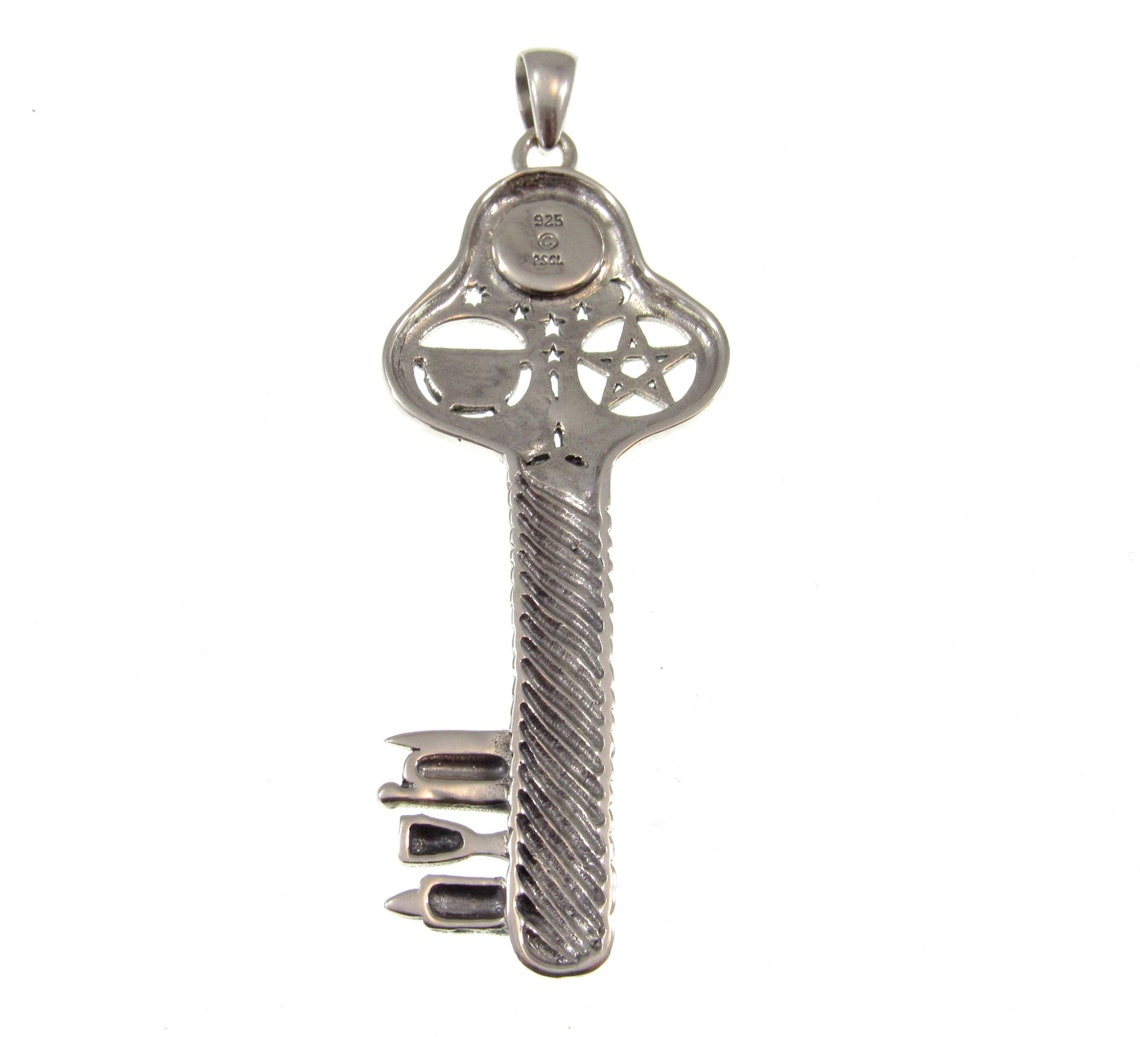 Solid 925 Sterling Silver the Bewitching Key of Magick Wicca Pendant by ...