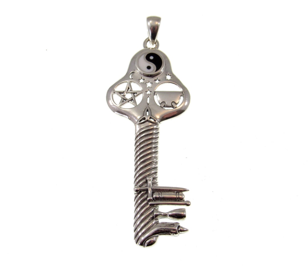 Solid 925 Sterling Silver the Bewitching Key of Magick Wicca Pendant by ...
