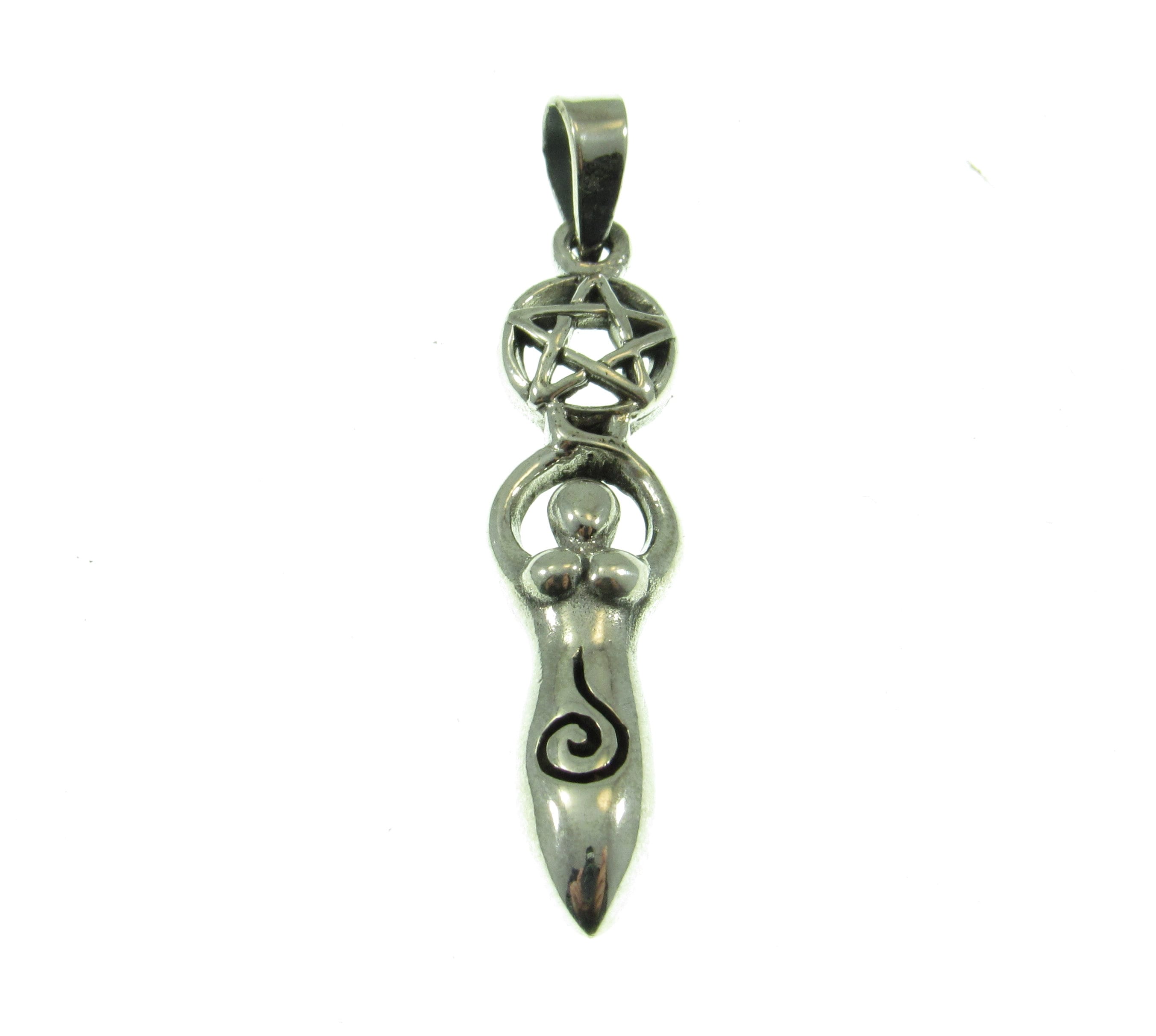 Solid 925 Sterling Silver Spiral Goddess Pentacle Pendant, Sacred ...