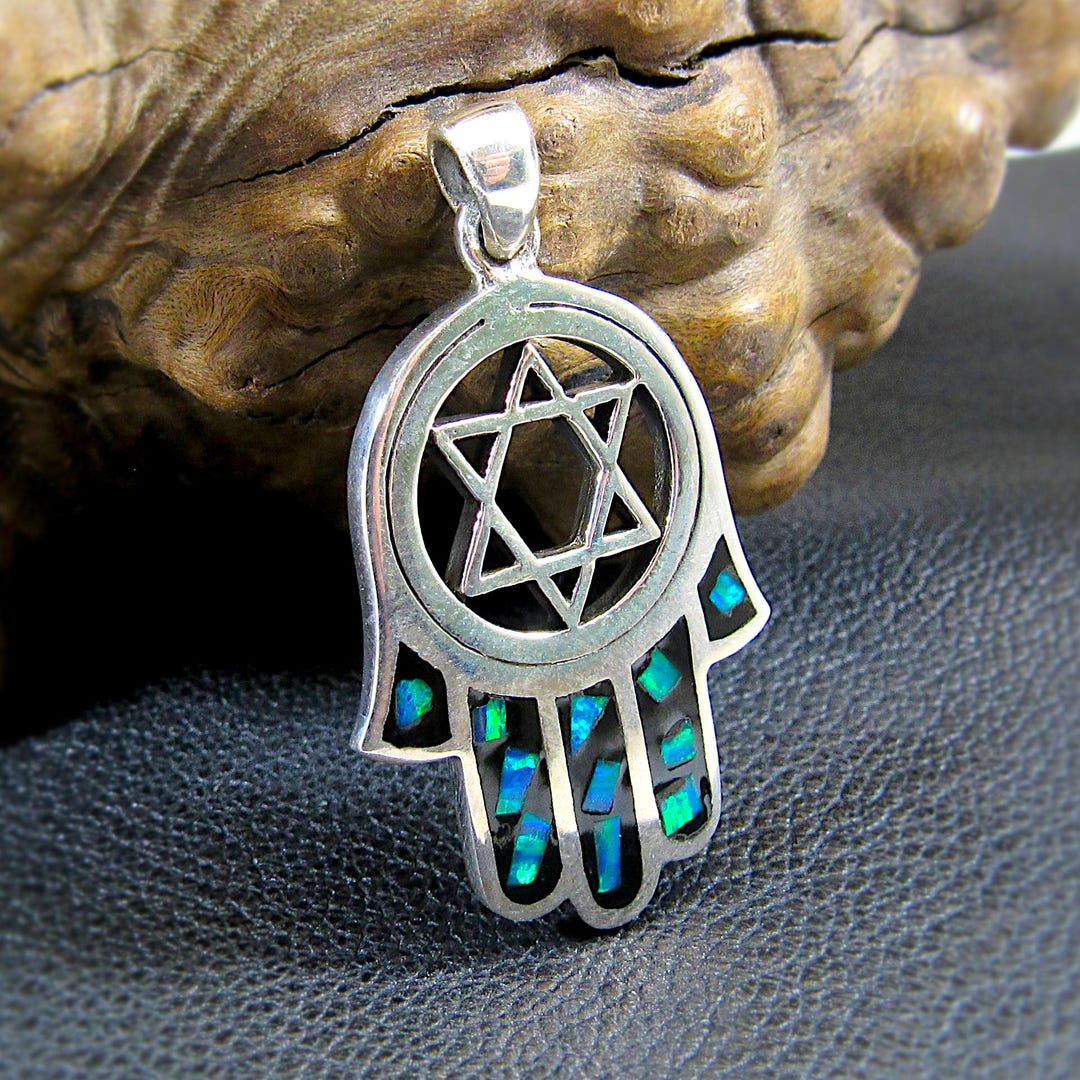 Solid 925 Sterling Silver Hamsa Hand & Star of David Pendant – Jewish ...