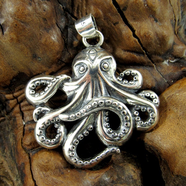 Mens Sterling Silver Octopus Pendant - Etsy