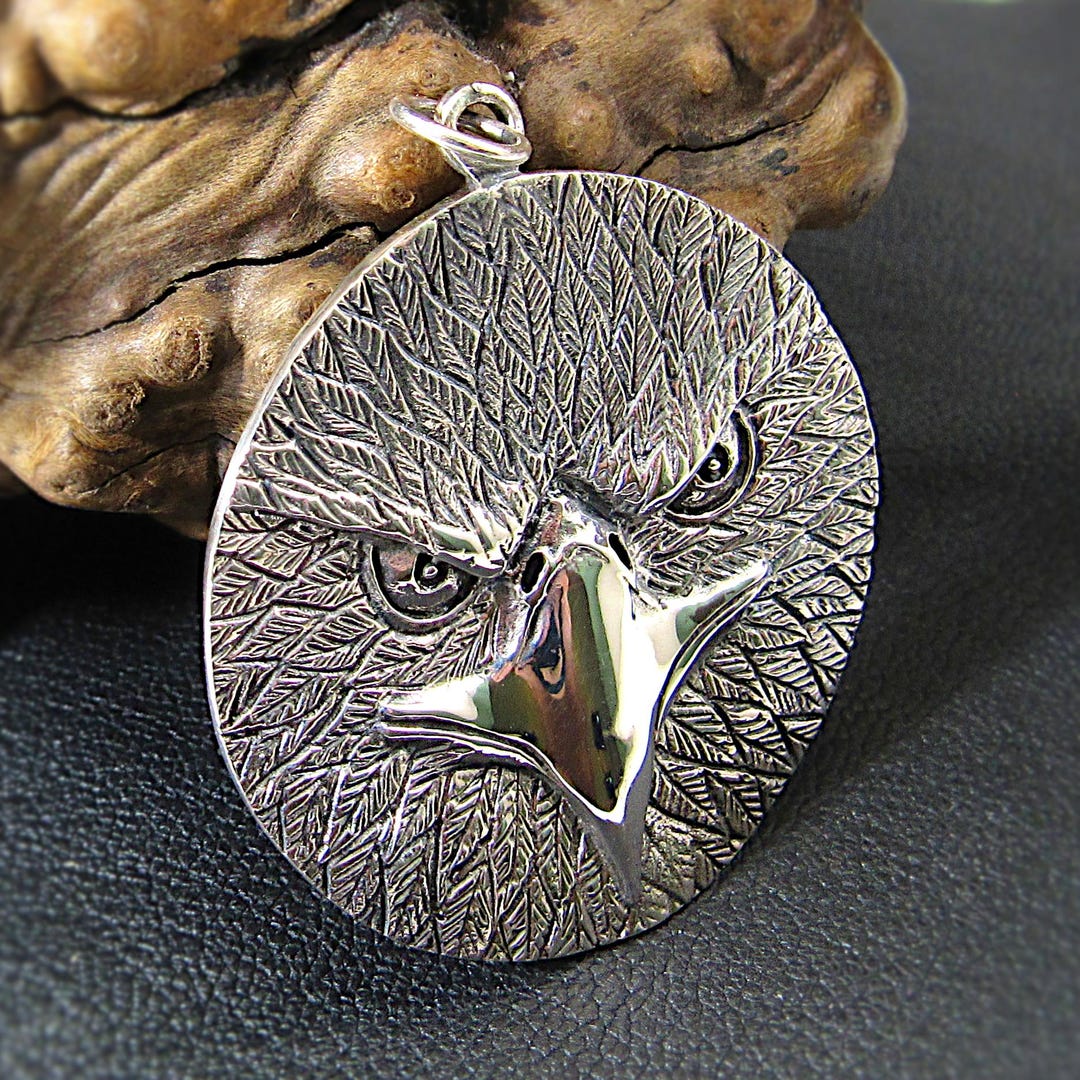 Solid 925 Sterling Silver Eagle Amulet – Large Patriotic Necklace ...