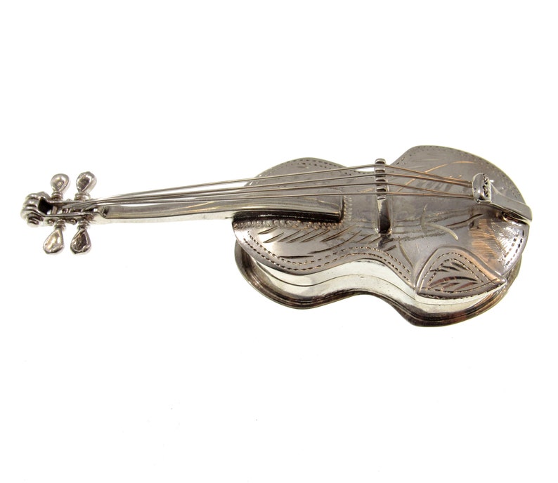 Large Solid 925 Sterling Silver Violin & Bow Locket Pendant ...
