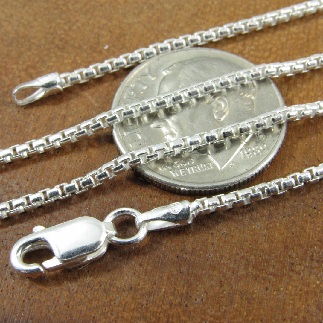 1.5MM Solid 925 Sterling Silver Round Box Chain, Rounded Box Link ...