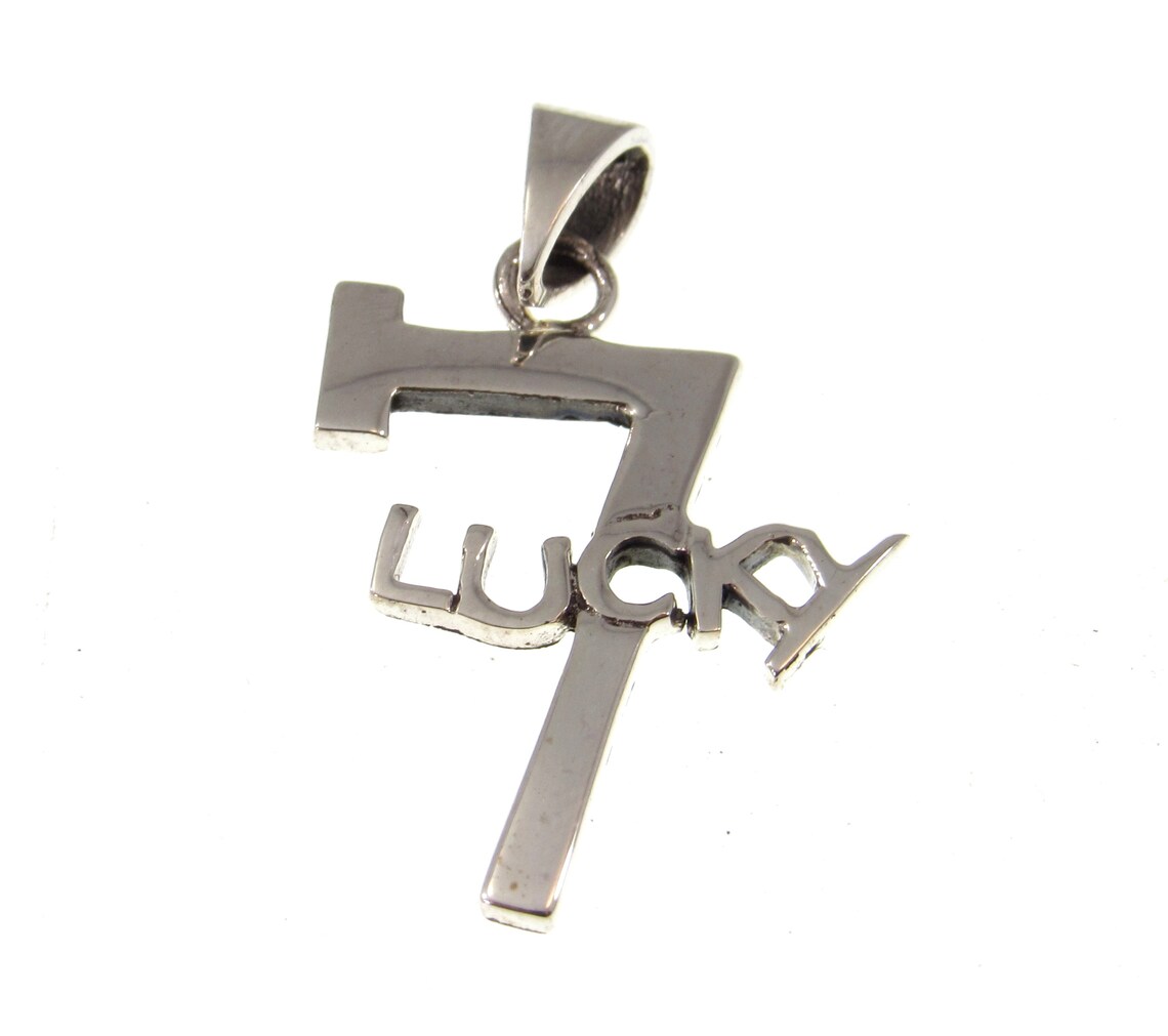 Solid 925 Sterling Silver Lucky 7 Pendant Handcrafted Las - Etsy
