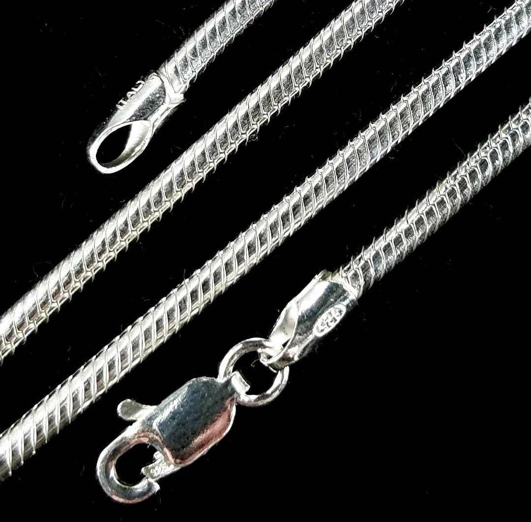 2.5MM Solid 925 Sterling Silver Italian Round Unisex Snake Chain ...