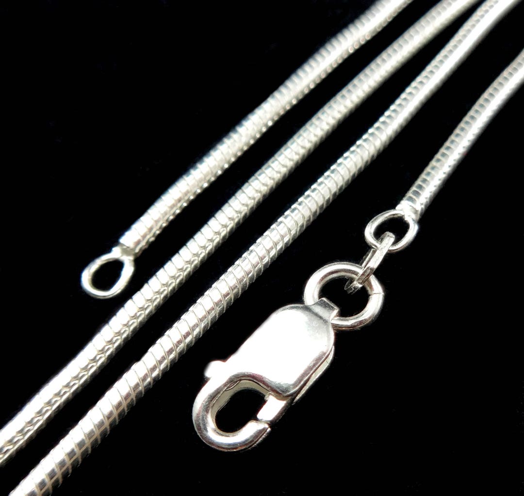 1.5MM Solid 925 Sterling Silver Italian Round Snake Chain Necklace or ...