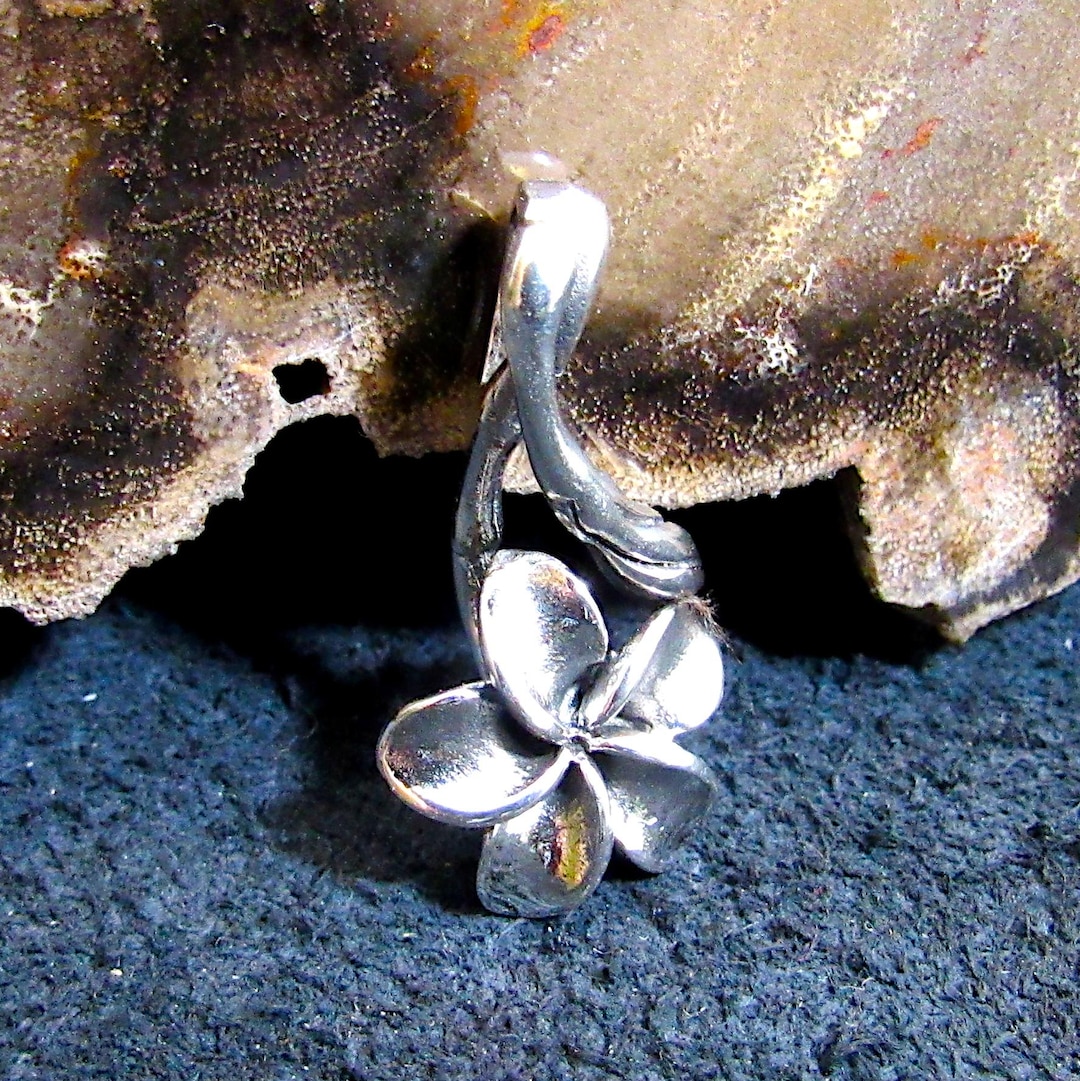 Solid 925 Sterling Silver Plumeria Slide Pendant – Hawaiian Flower ...