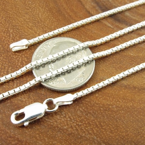 Solid 925 Sterling Silver Italian Box Chain, Men's and Women's Unisex ...