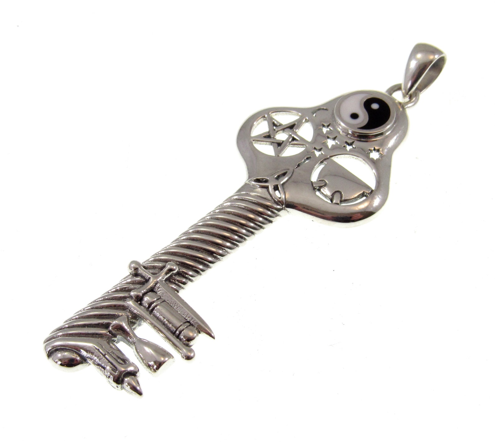 Solid 925 Sterling Silver the Bewitching Key of Magick Wicca Pendant by ...
