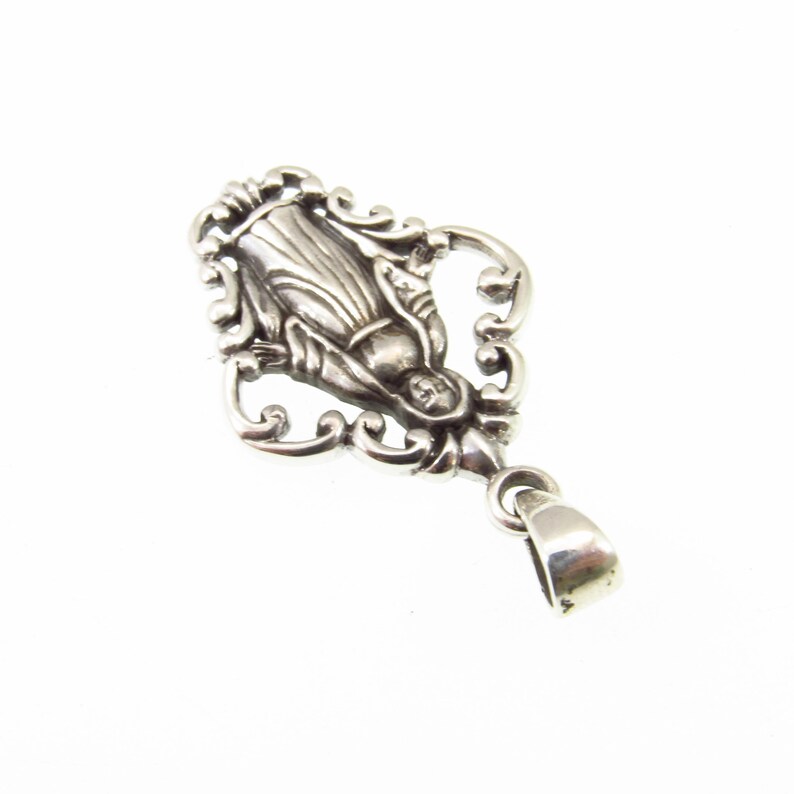 Solid 925 Sterling Silver Virgin Mary Pendant, Miraculous Medal ...