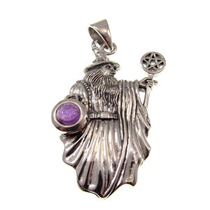 Solid 925 Sterling Silver Wizard With the Pentacle Star Pentagram ...