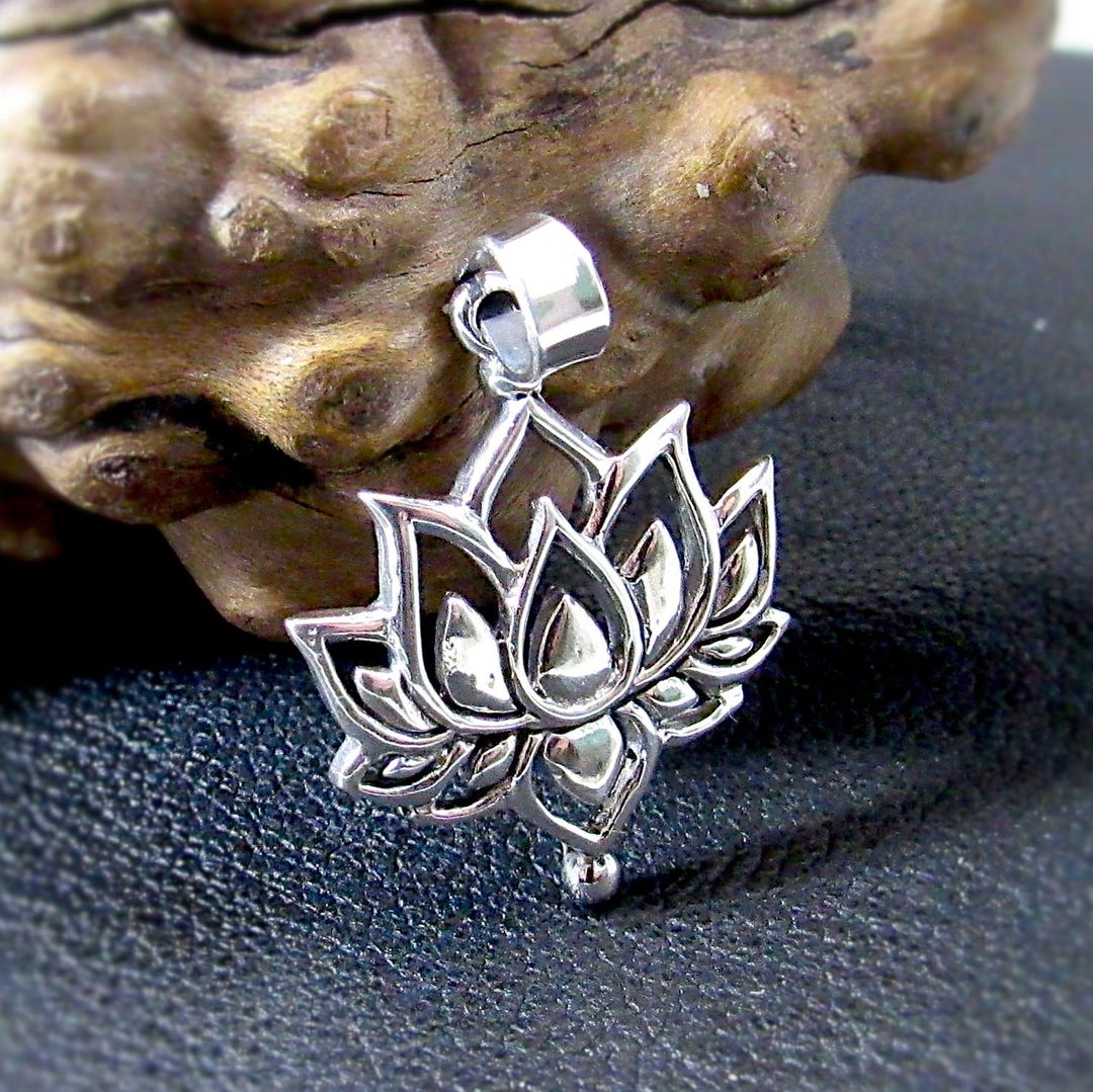 Solid 925 Sterling Silver Lotus Pendant – Spiritual Yoga Jewelry, Boho ...