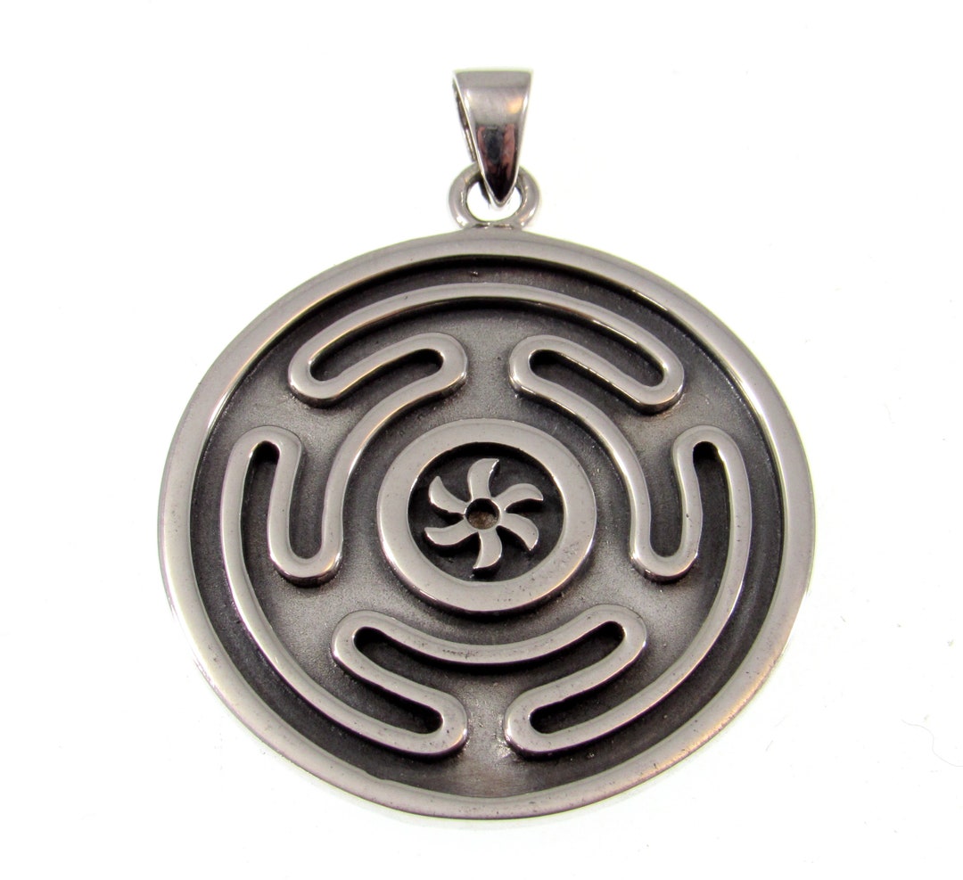 Solid 925 Sterling Silver Hecate's Wheel Labyrinth Pendant, Ancient ...