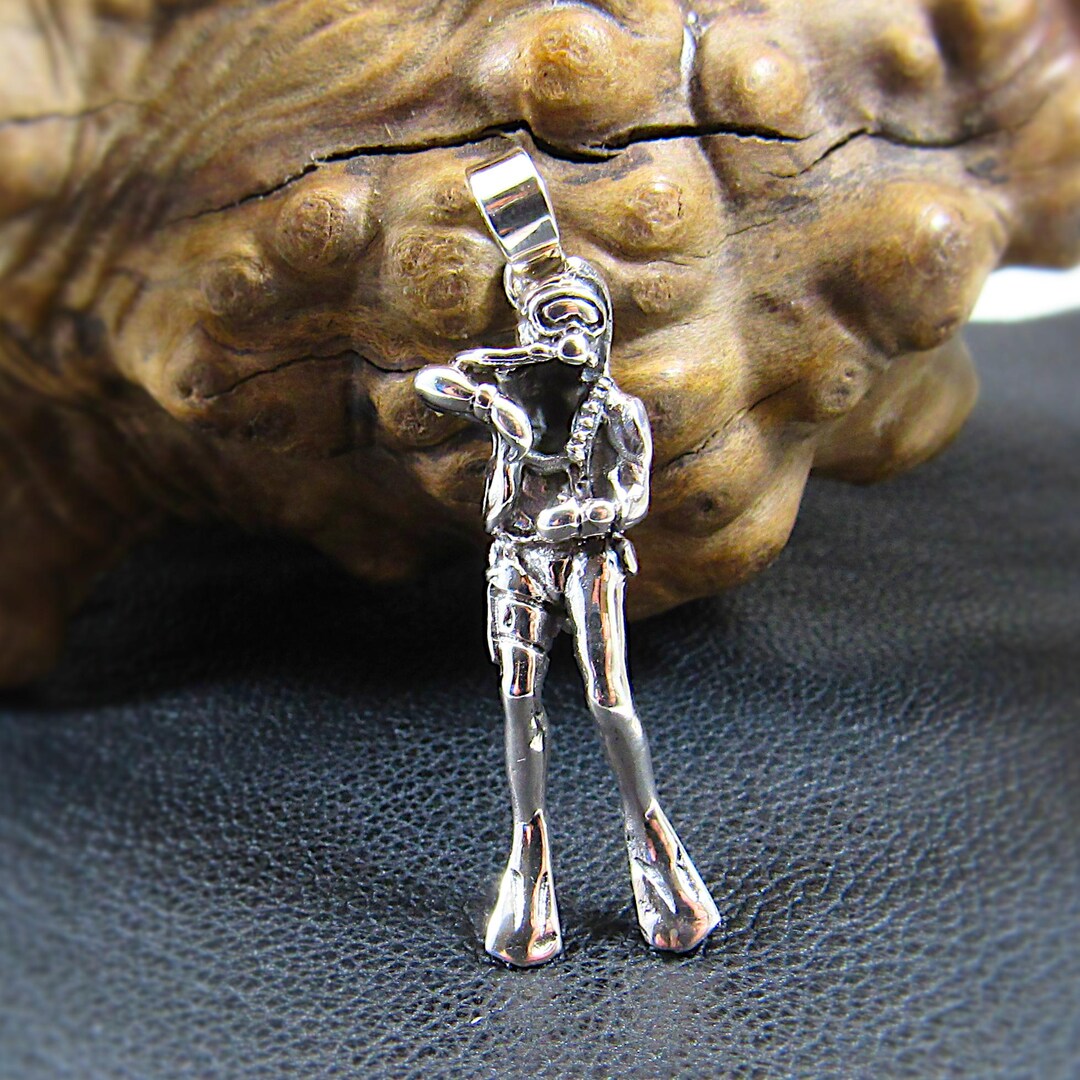 Solid 925 Sterling Silver Scuba Diver Pendant - Ocean Lover Jewelry ...