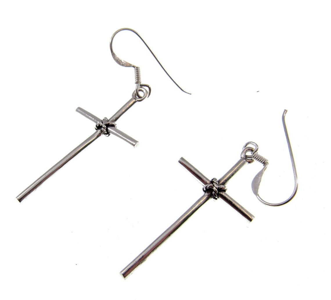 Solid 925 Sterling Silver Cross Earrings – Christian Jewelry, Faith ...