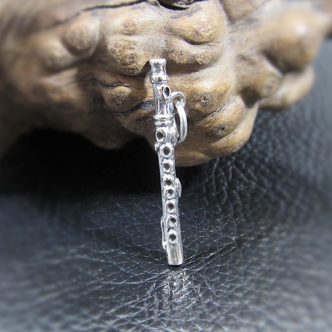 Solid 925 Sterling Silver Flute Charm – Handcrafted Musician Jewelry ...