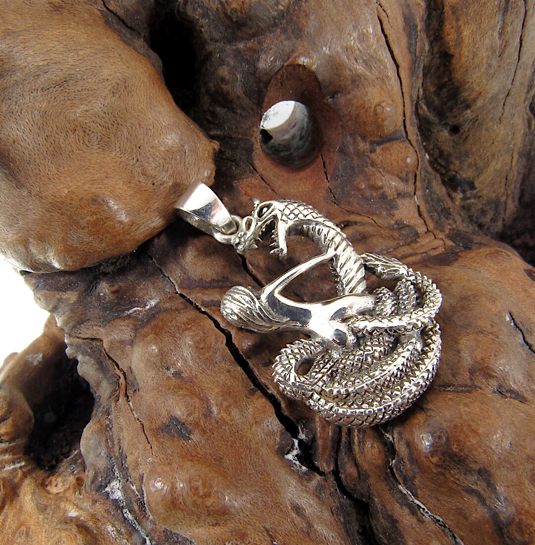 Solid 925 Sterling Silver Damsel in Distress Pendant, Woman & Mystical ...