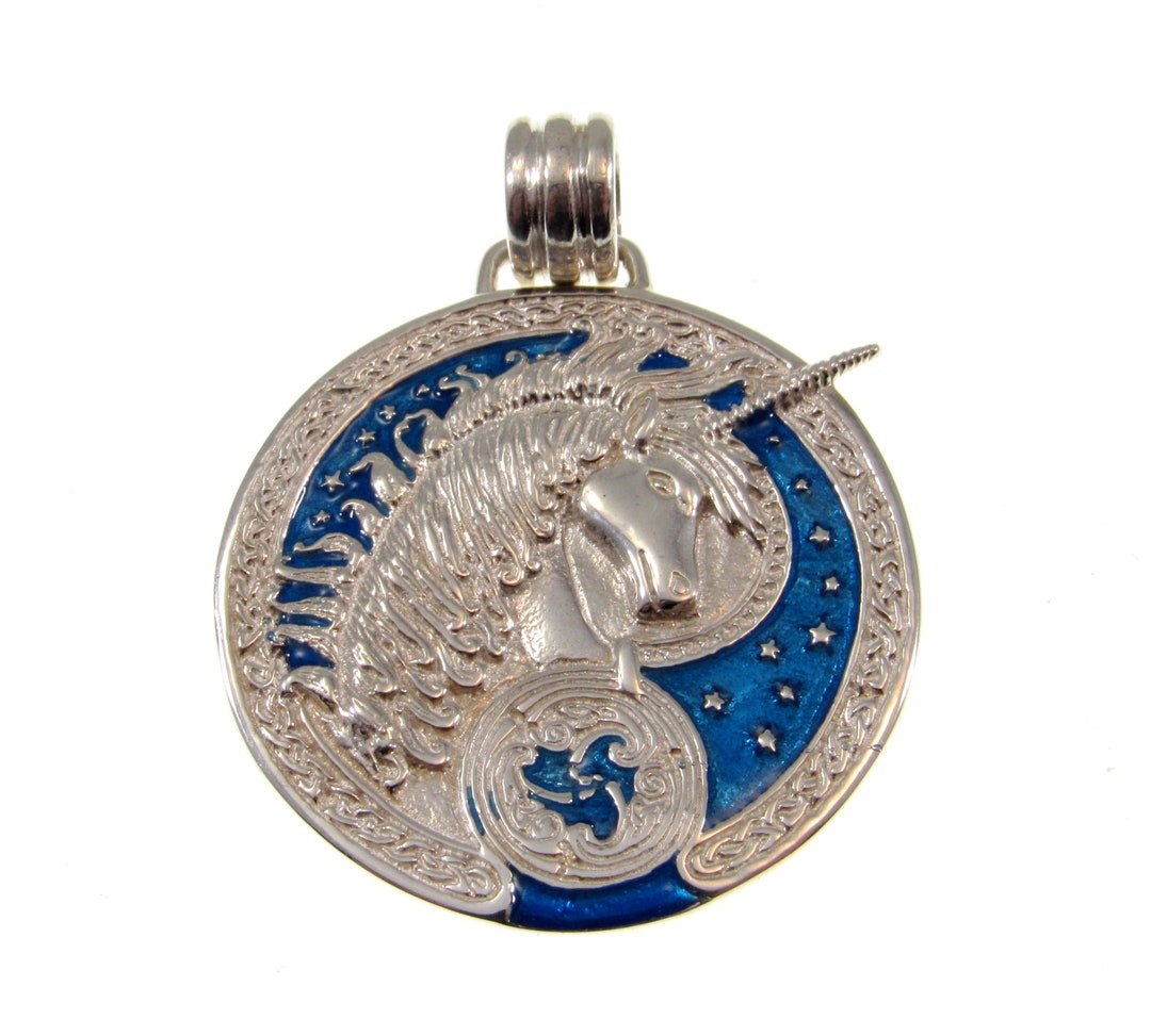 Solid 925 Sterling Silver Celtic Unicorn Pendant, Triskele Triskelion ...