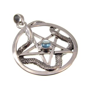 Solid 925 Sterling Silver Weaving Snake Pentacle Pentagram Pendant ...
