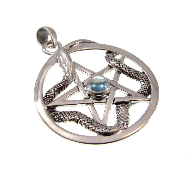 Solid 925 Sterling Silver Weaving Snake Pentacle Pentagram Pendant ...