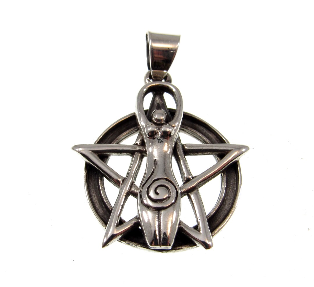 Solid 925 Sterling Silver Spiral Goddess Pentacle Pentagram Handcrafted ...