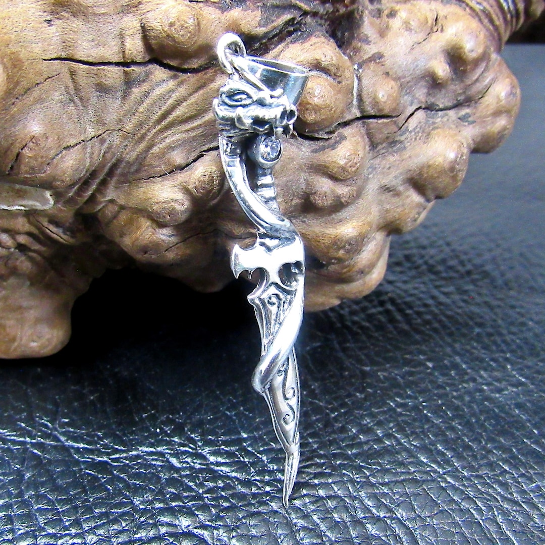 Solid 925 Sterling Silver Baphomet Sword Pagan Pendant, Intertwined ...