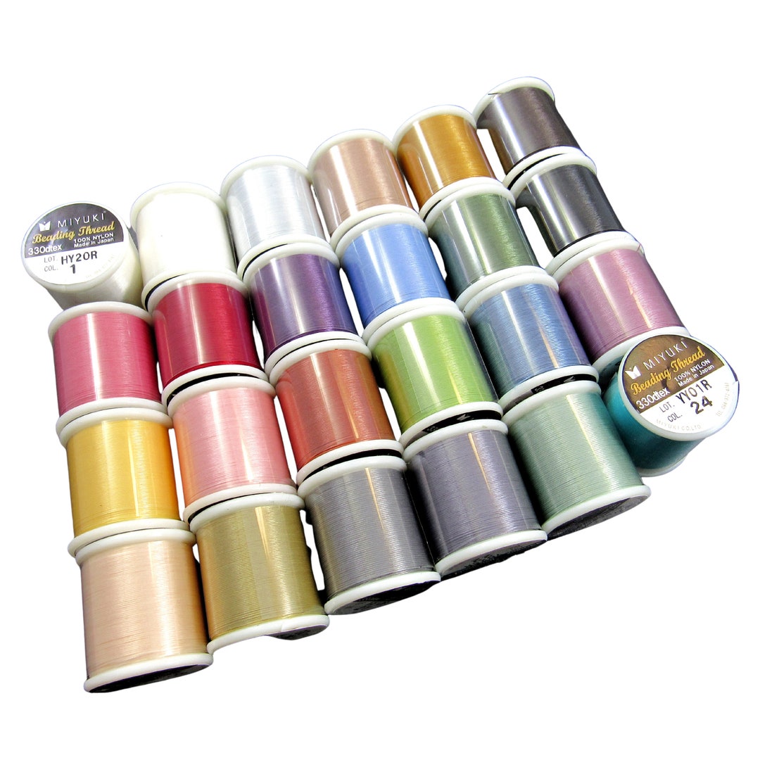 Miyuki Japanese Beading Thread Set of 24 Different Color Bobbins, 50 ...