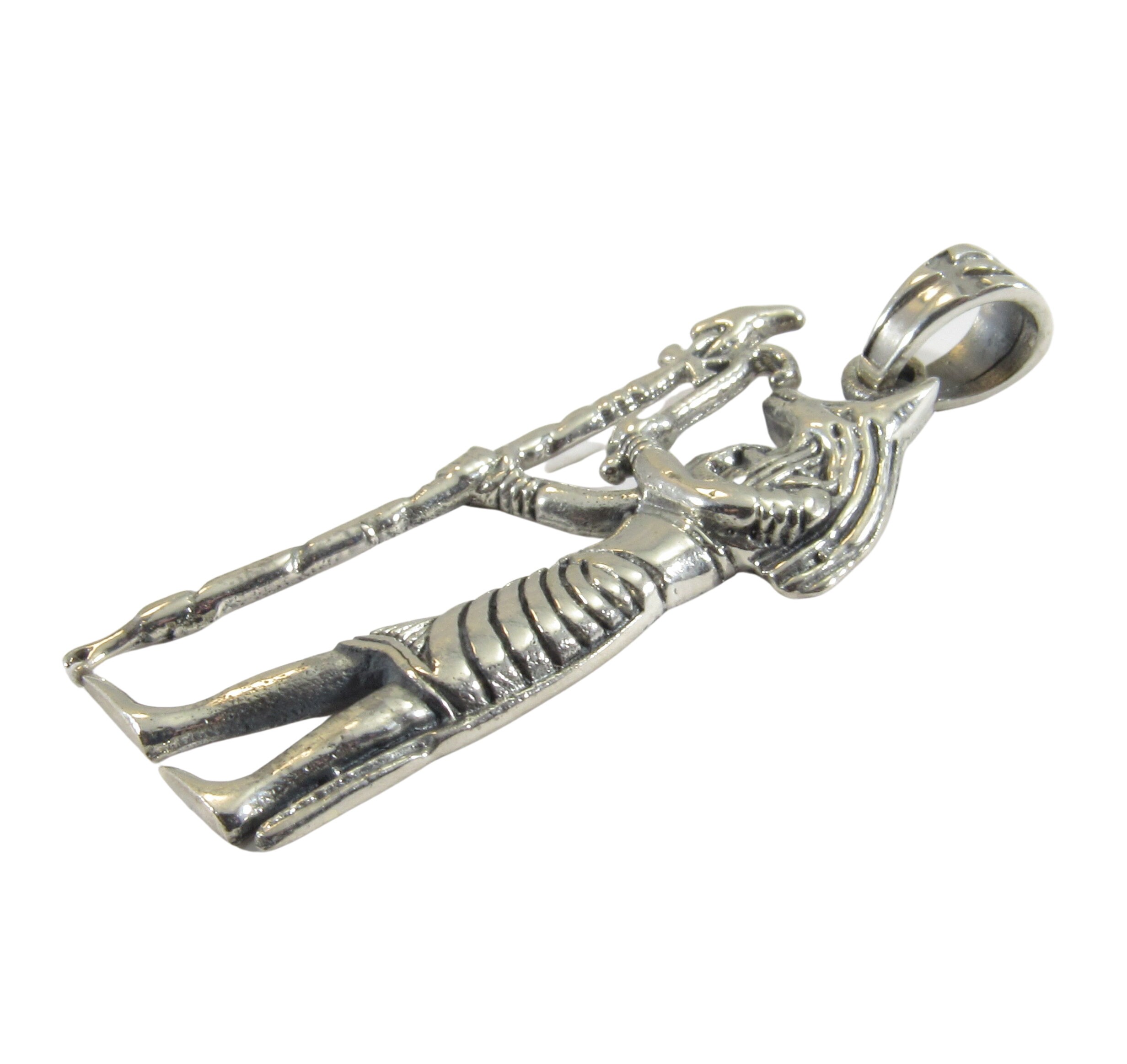 Egyptian God Anubis Holding Staff With Ankh Cross Crux Ansata | Etsy